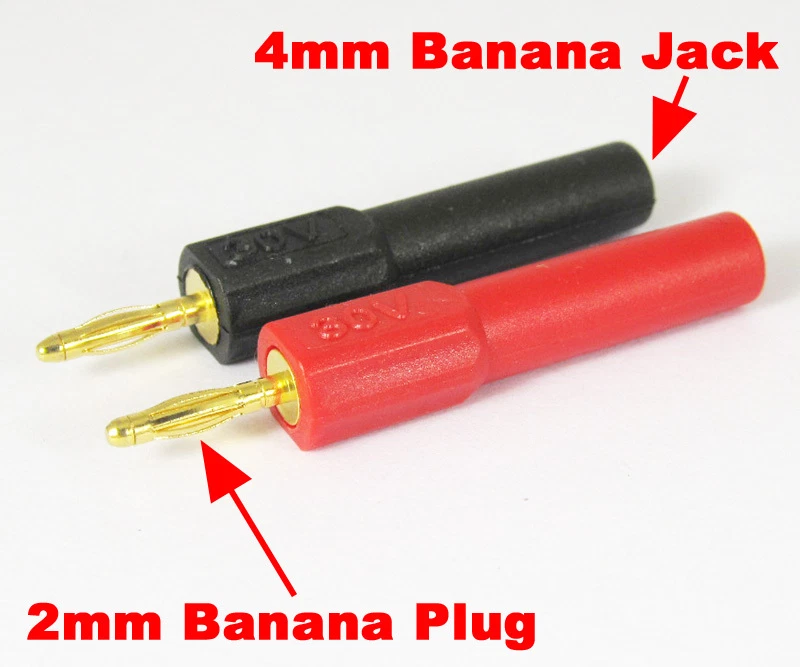 2PCS Gold Plated 2mm Male To 4mm Female Banana Plug Jack, 40% OFF