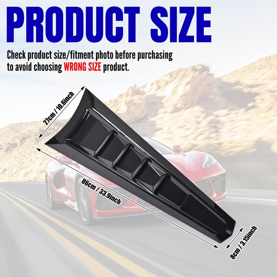 Gloss Black Rear Split Window Applique Louver Trim for Corvette C8 Z51 ...