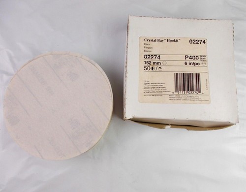 Sandpaper 3M Crystal Bay Hookit 02274 P400 Grit 6" Box of 50 Sanding ...
