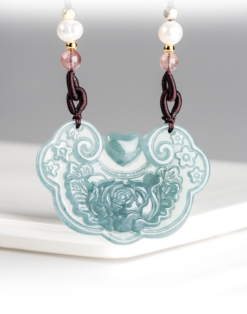 Natural A-grade Jade Blue Water Flower Blossoming Rich and Noble Jade ...