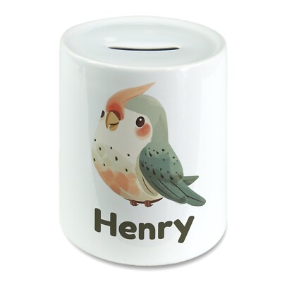 Personalised Watercolour Parrot Bird Kids Savings Money Box Piggy Bank ...