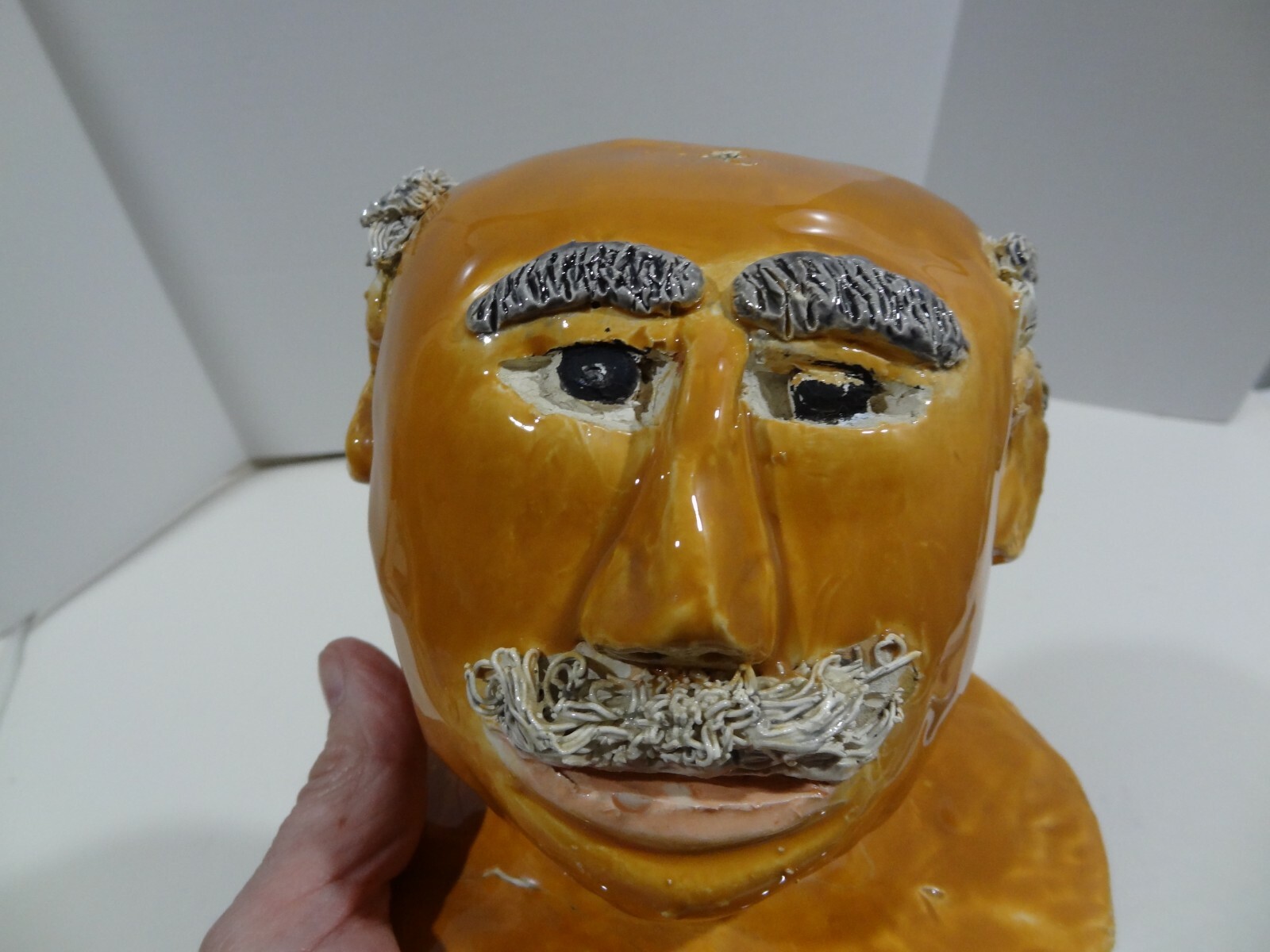 Antique Vintage Folk Art Plaster Head Bust String Holder Keeper ...