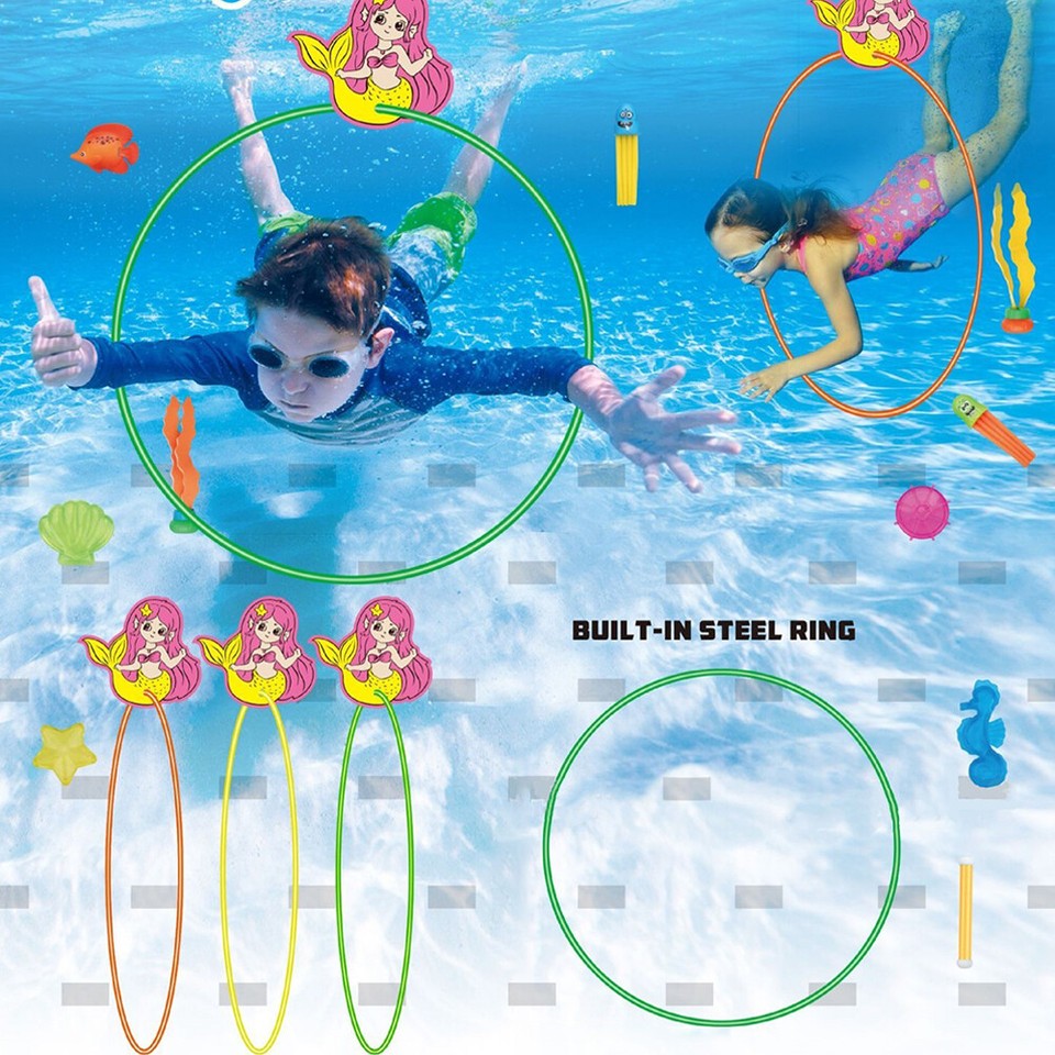 Swim Dive Plaything Set Diving Ring/Seaweed/Fish/Gemstone for Summer ...