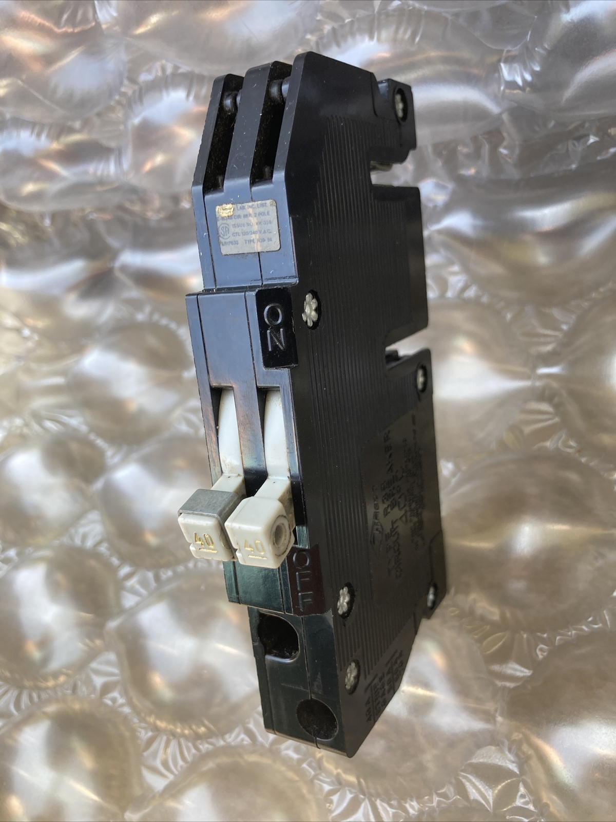 Zinsco Twin R3840 RC38 40 2p 40a/40a Circuit Breaker Used warranty w ...