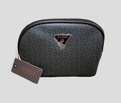 Guess Women Logo Cosmetic Makeup Pouch Travel Bag Black Brand New | eBay