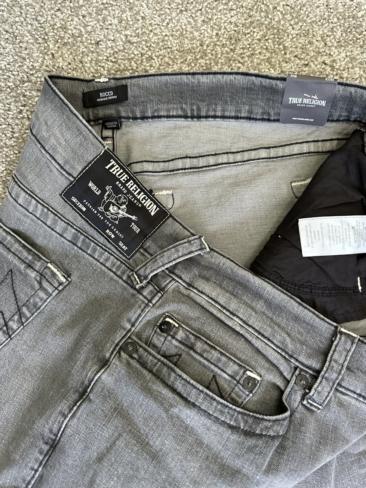 True Religion Gray Wash Rocco Relaxed Skinny Jeans Pants $159 Men's ...