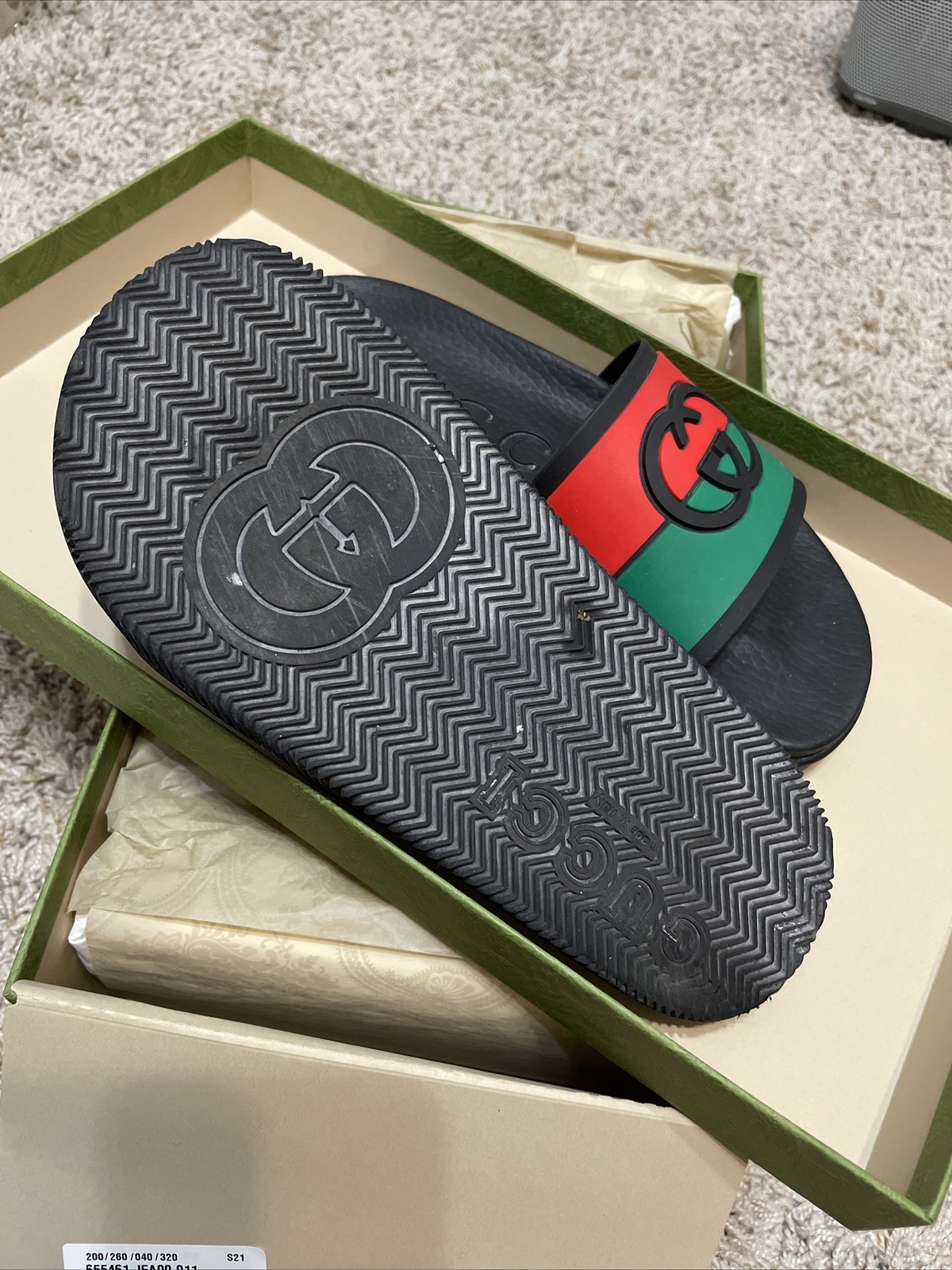 Authentic Gucci Logo Rubber slides Sandal GG Black Gr… - Gem