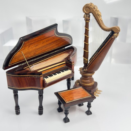 3 Pc Artisan Dollhouse Miniature Spinnet + Harp George Becker 1:12 SW41 ...