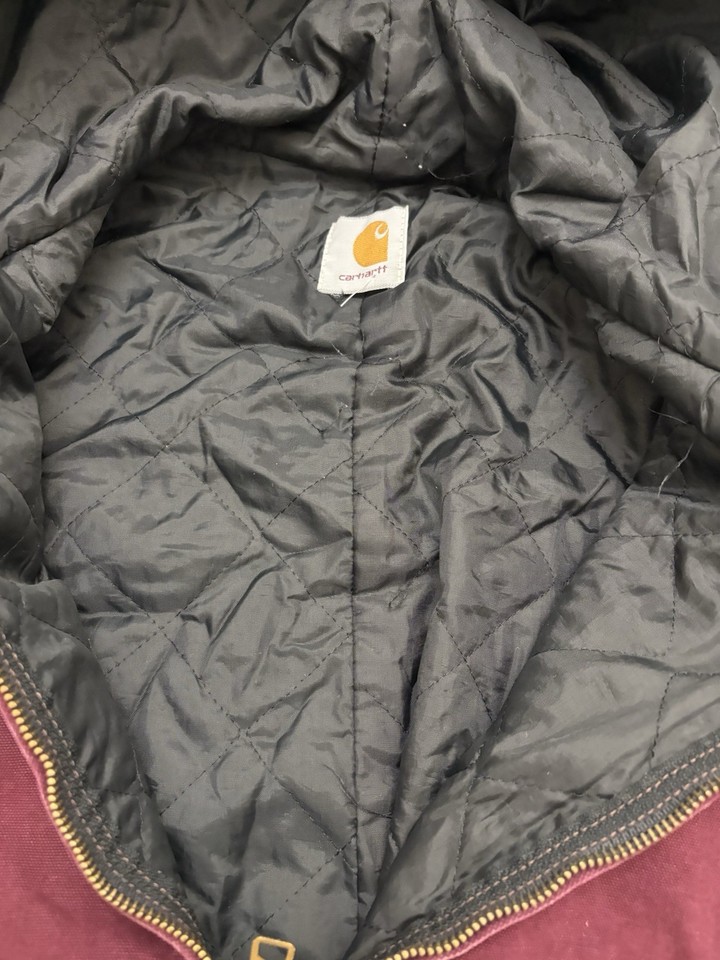 Vtg Carhartt J130 CRI Crimson Red Burgundy Jacket Mens SZ L/XL Workwear ...