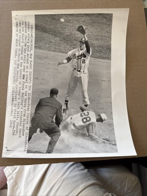 Vada Pinson Reds 1961 Original AP Wire Photo Frank Bolling Milwaukee ...