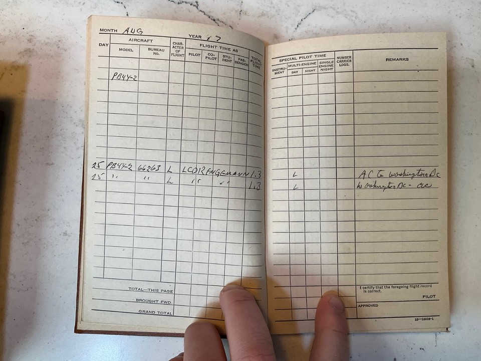 NAMED Post WWII Navy Aviators Flight Log Book PB4Y Privateer WW2 ...