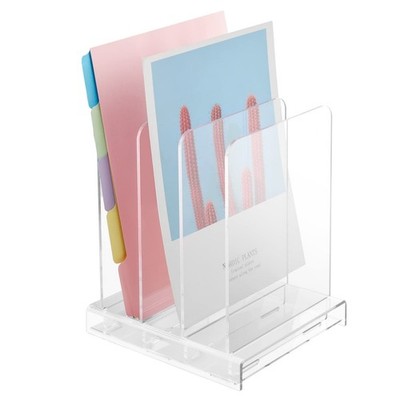 Acrylic Desk Organizer and File Organizer, 3 Slots Desktop File ...