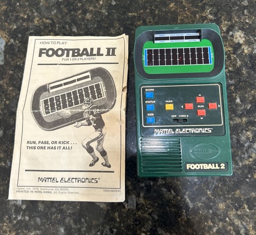 Vintage 1978 Mattel Electronics Football 2 Game -Working w/Instructions ...