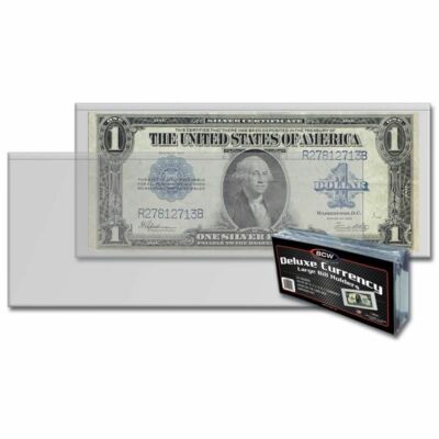 25 LARGE Semi Rigid Currency Holder Banknote Topload BCW 9MIL Bill ...