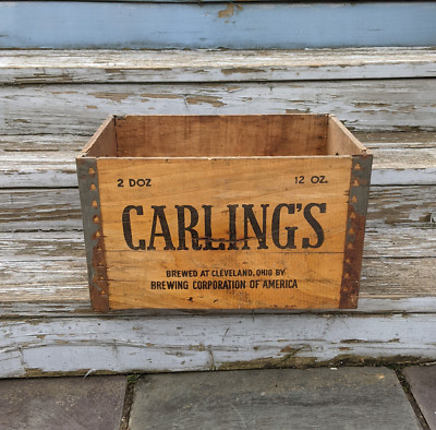 VTG Carling's Brewing Corp Wooden Crate Box Cleveland Ohio Advertising ...