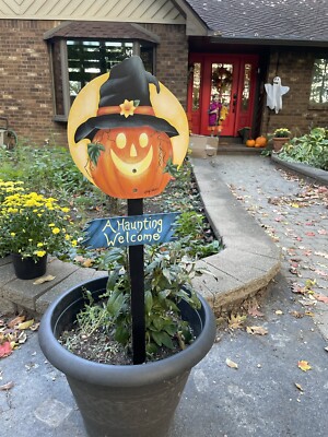 Kathy Hatch Wood Halloween Outdoor Stake Sign | eBay