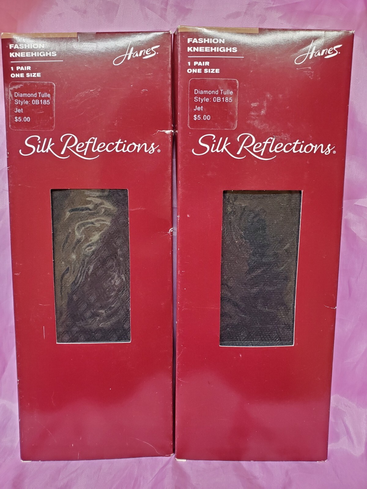 Hanes Knee Highs Silk Reflections 2 Pk Jet Black Diamond Tulle Trouser ...