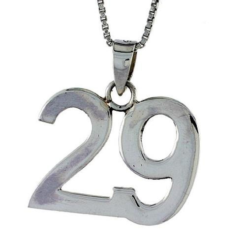 Sterling Silver Any One Number Pendant from 25 to 49 w/ 18" Italian Box ...