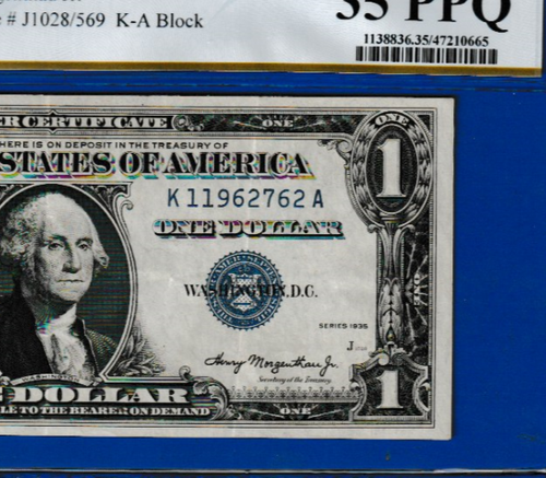 1935 $1 SILVER CERTIFICATE NOTE DOUBLE DATE Serial Numbers A 11962762 A ...