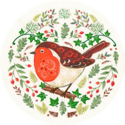 Bothy Threads stamped embroidery kit "Folk Robin", EKP3, Diam. 20cm ...