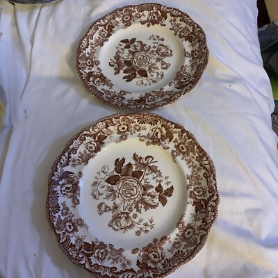 Lot 2 COPELAND SPODE SPODE'S ROYAL JASMINE BROWN Dinner PLATE 10.25 ...