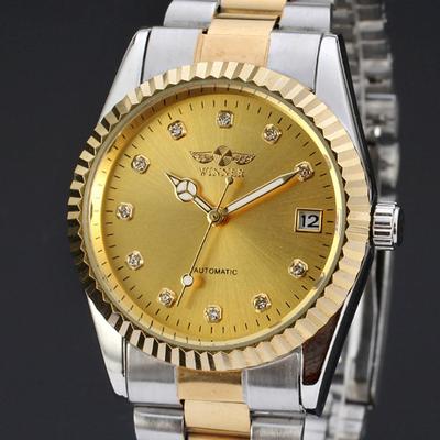 Winner New Luxury Mens Gold Automatic Mechanical StainlessSteel Dress ...