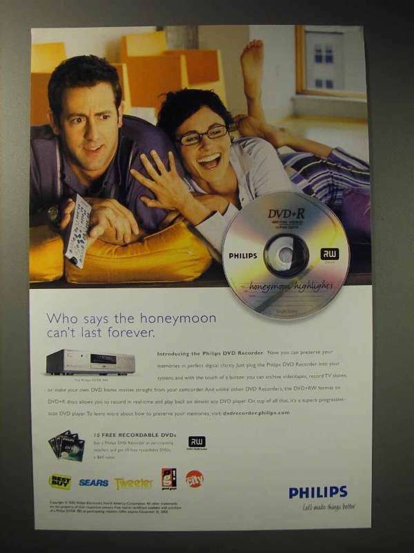 2002 Philips DVD Recorder Ad - Honeymoon Forever | eBay