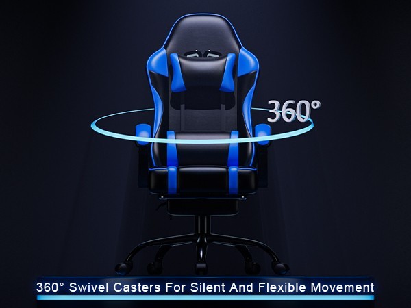 Gaming Chair with Footrest – PU Leather Reclining Video Game & Office ...