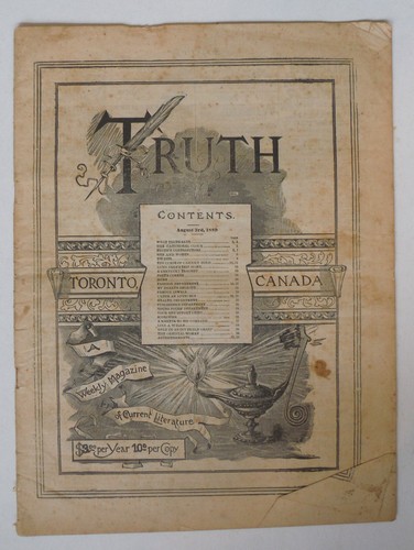 Truth Magazine 1889 Canada 1st Printing G A Henty The Curse Carne's ...