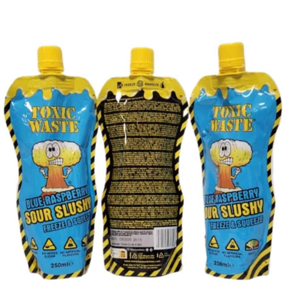 3 Pack Toxic Waste Blue Raspberry Sour Slush Freeze & Squeeze Intense ...