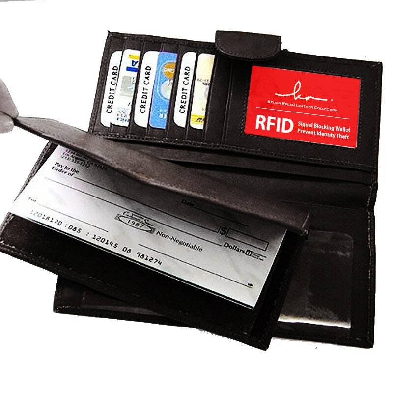 Genuine Leather Checkbook Secretary Accordion Wallet 2 Zipper Clutch ...