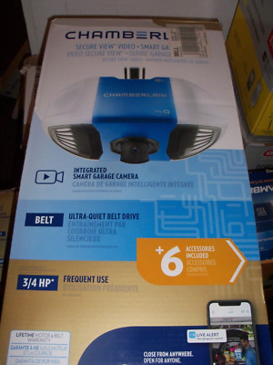 NEW Chamberlain Camera Garage Door Opener 3/4 HP DC Belt Drive Wi-Fi ...