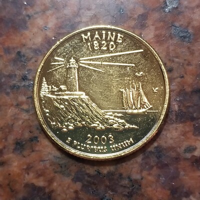 GOLD PLATED 2003-P MAINE U.S. STATE QUARTER - #B2584 | eBay