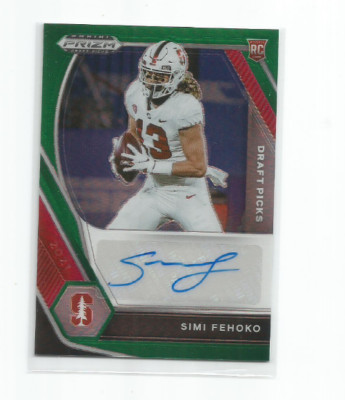 SIMI FEHOKO 2021 PANINI PRIZM DRAFT PICKS GREEN PRIZM AUTO ROOKIE CARD ...