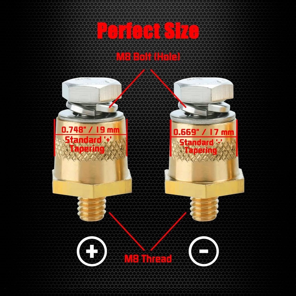 M8 Thread Male Brass Battery Terminal Charging Posts, M8 Battery Post ...
