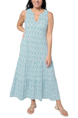 Cuddl Duds Women's Flexwear Tiered Maxi Dress BlueDiamondIkat | eBay