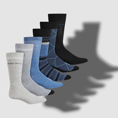 $68 Perry Ellis Men's 6-Pair Pack Blue Gray Colorblocked Dress Socks ...