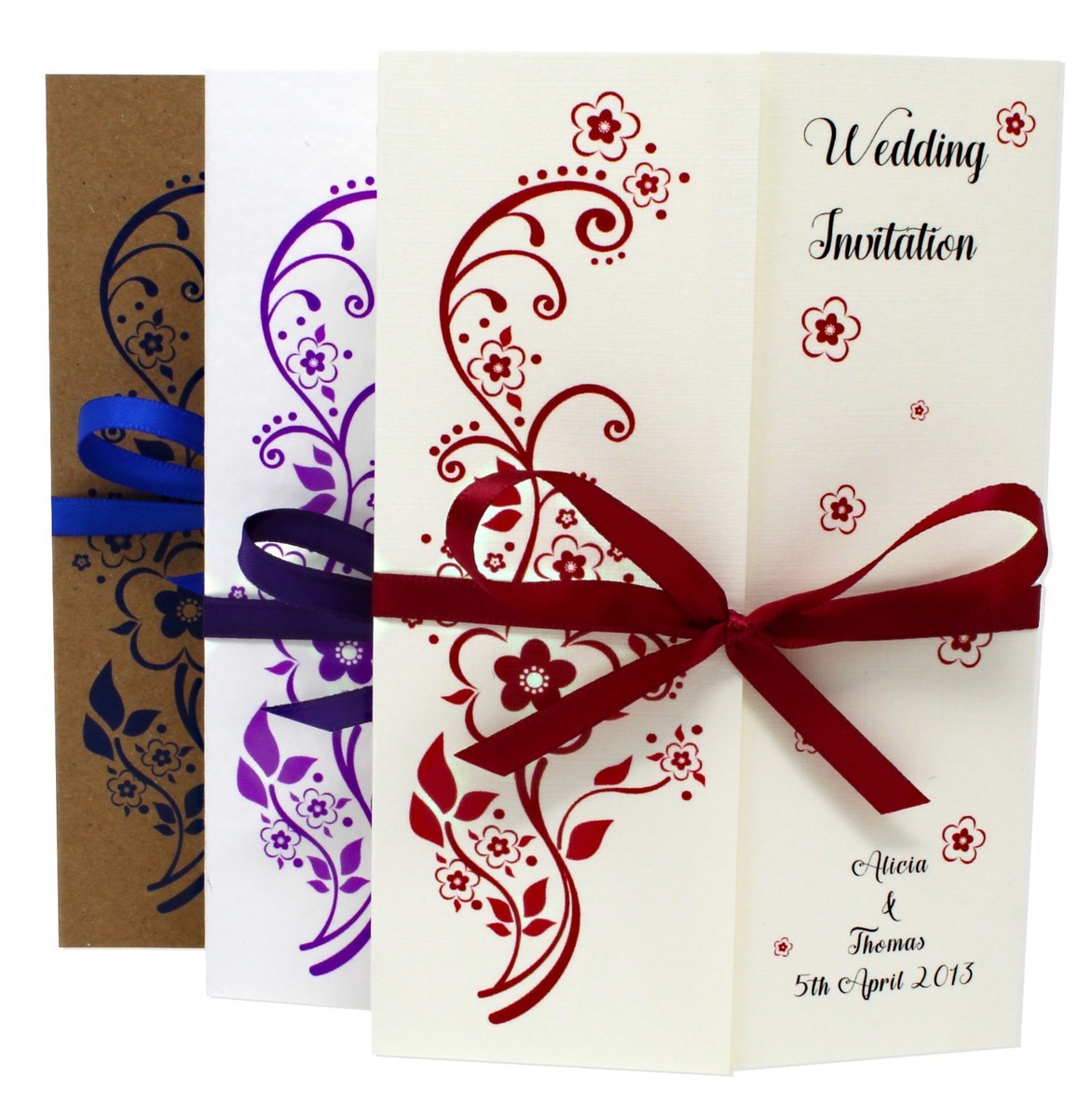 Plain Colored Invitations Anthology Print Wedding Invitations