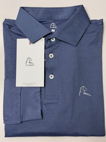 "NWT" RHOBACK Heather Golf Performance Mens Polo solid Blue Long Sleeve sz M | eBay