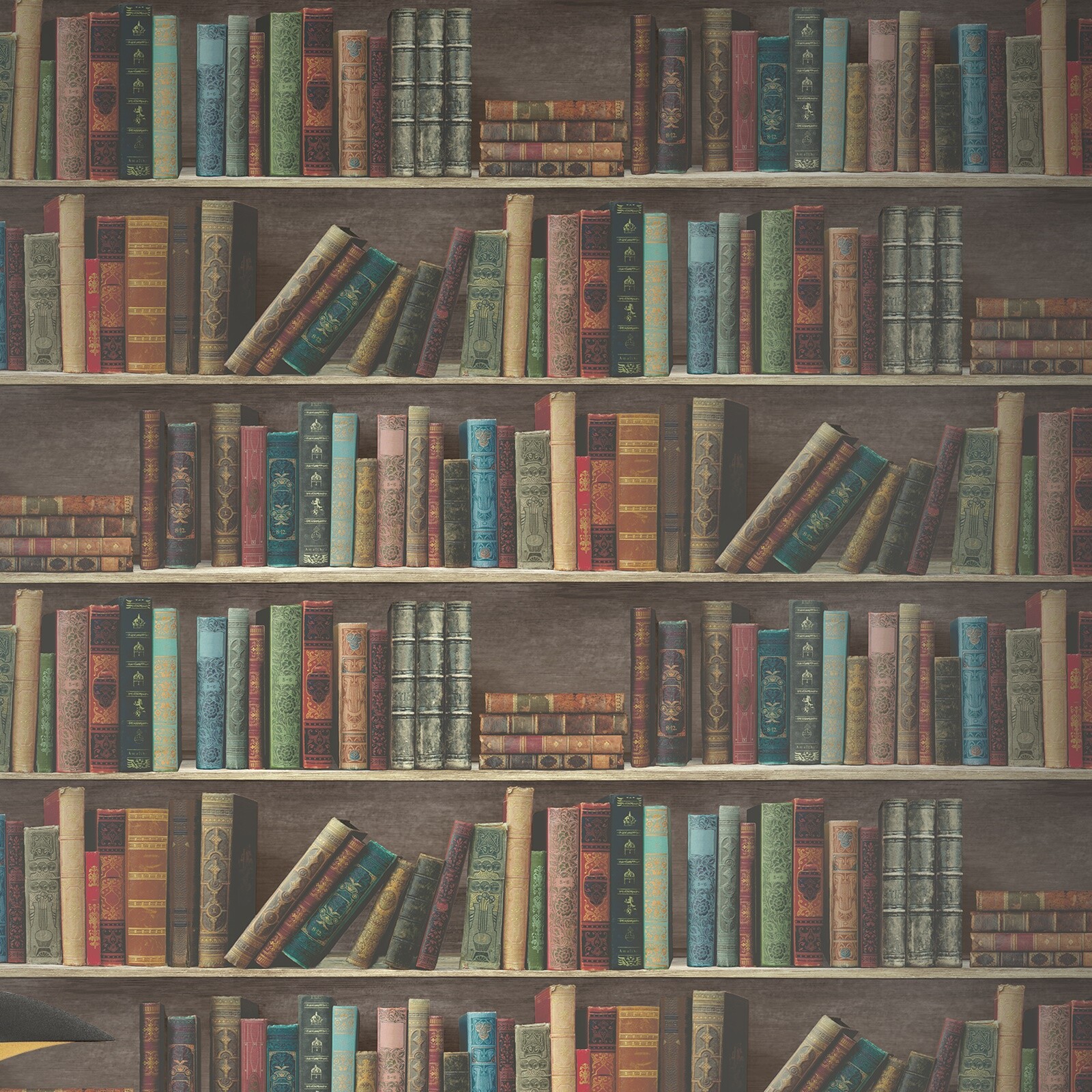 Retro Library Bookshelf Wallpaper Books Shelves Classic Realistic ...