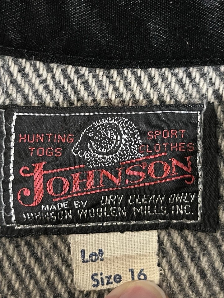 Vintage Johnson Woolen Mills Jacket Mens Gray Herringbone Cruiser USA ...