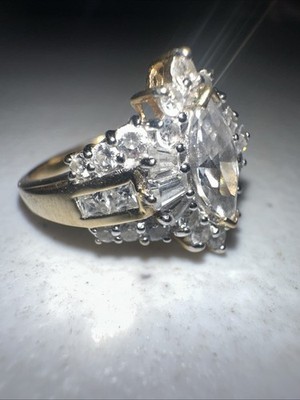 SETA Size 7 10K Yellow Gold Ring With OVER 25 CZ Stones | eBay