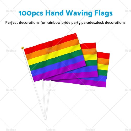 Hand Waving Rainbow Flag 100x Small Gay Lesbian LGBT Pride Mini Flags ...