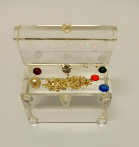 Vintage Clear Glass Treasure Chest Mini Figurine | eBay