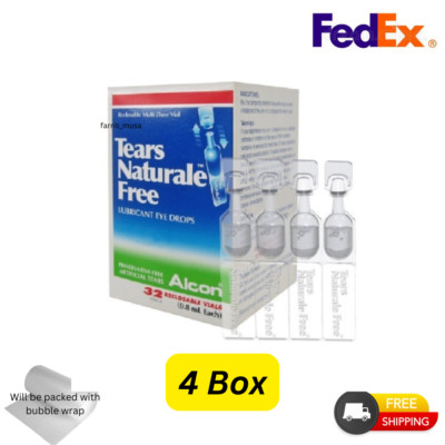 4X ALCON TEARS NATURALE FREE 32 Vial 0.8ml LUBRICANT EYE DROPS RELIEVER ...