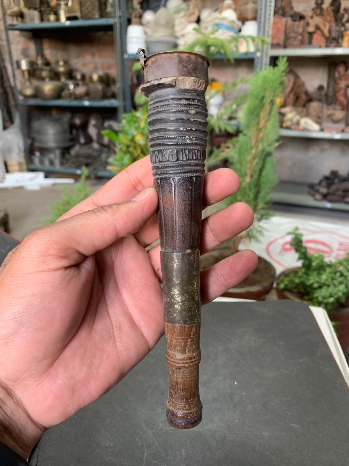 Mughal Antique Old Handcrafted Wooden & Brass Made Smoking Hookah ...