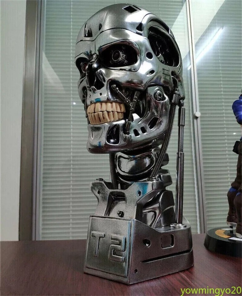 Terminator Arnold T2 T800 1:1 Endoskeleton Skull Bust Statue Resin LED ...
