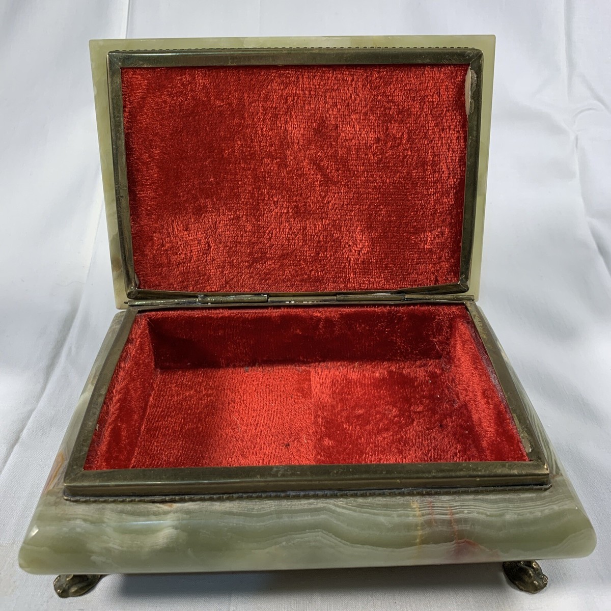 Stone Antique Jewelry Box Vintage Genuine Incolay Stone Large Jewelry