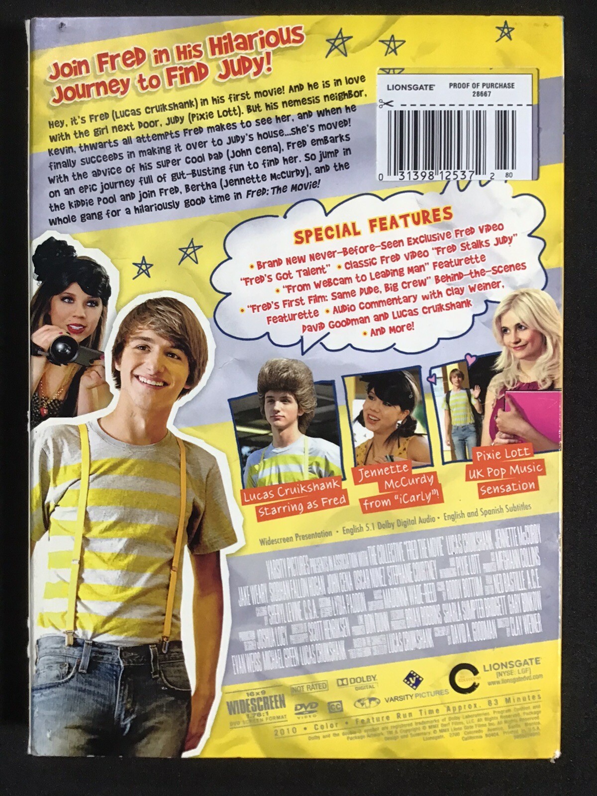 Fred The Movie (DVD, 2010) Lucas Cruikshank Jake Weary John Cena w ...