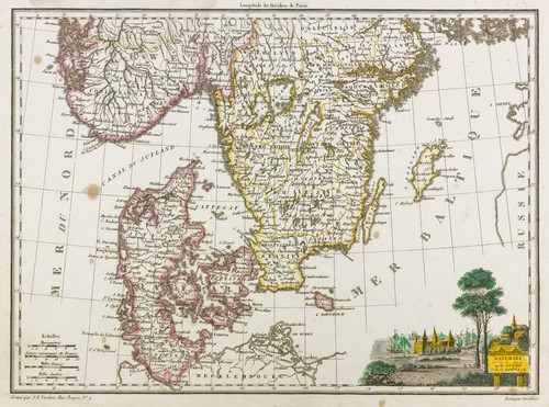 1812, Carte ancienne Danemark, Suède, Norvège. Antikke kort over ...